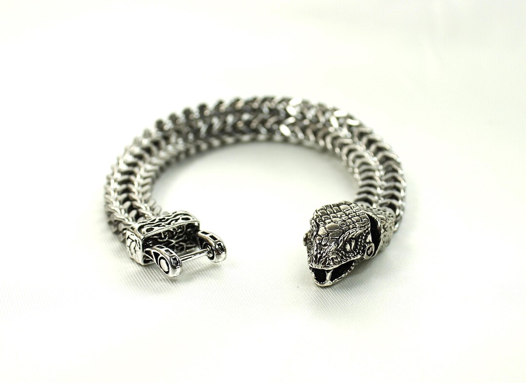 Viking Snake Head Bracelet for Men – Durable Stainless Steel, Punk Rock ...