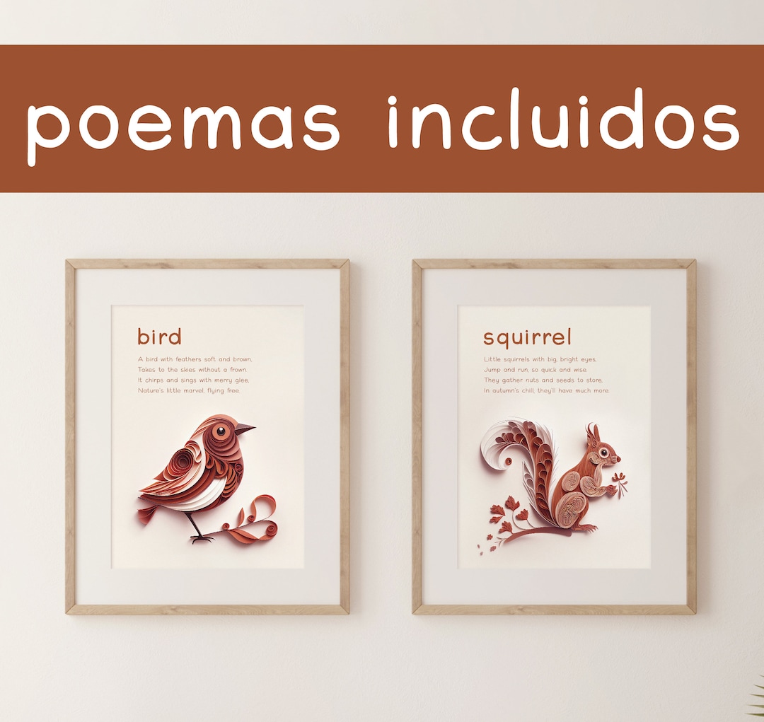 Set De 5 Animales Con Poemas En Español Spanish Poems Bilingual Nursery ...