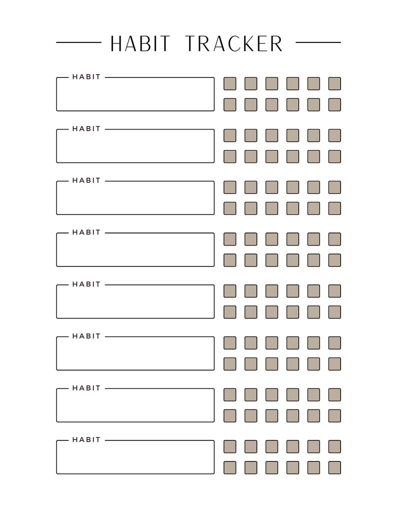 Minimalist Habit Tracker Printable Daily Habit Tracker Instant Download ...