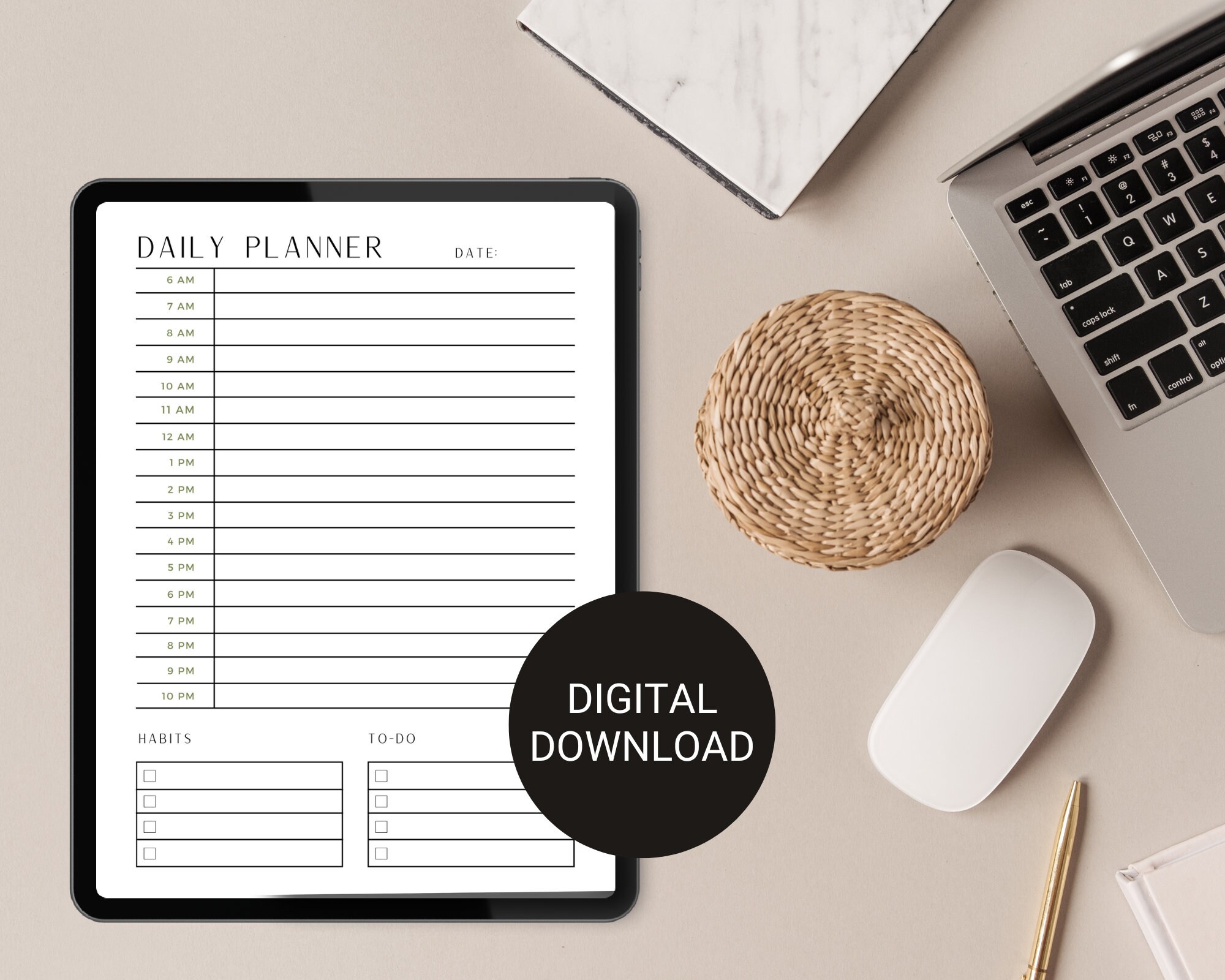 Minimalist Daily Planner Printable, Daily to Do List, Productivity ...