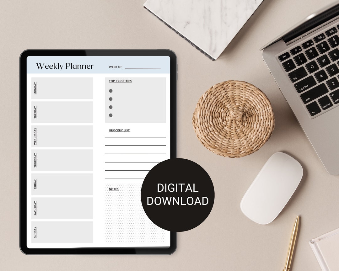 Weekly Planner Printable, Minimalist Weekly Schedule, Weekly Organizer ...