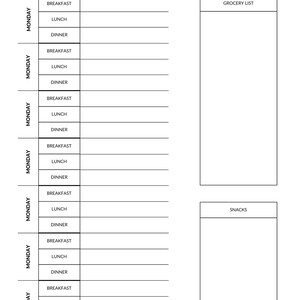Weekly Meal Planner Printable, Daily Food Log and Tracker, Food Journal ...