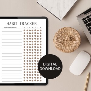 Minimalist Habit Tracker Printable Daily Habit Tracker Instant Download ...