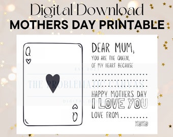 Mother's Day Printable, All About My Mom, Mothers Day Gift, Card for ...