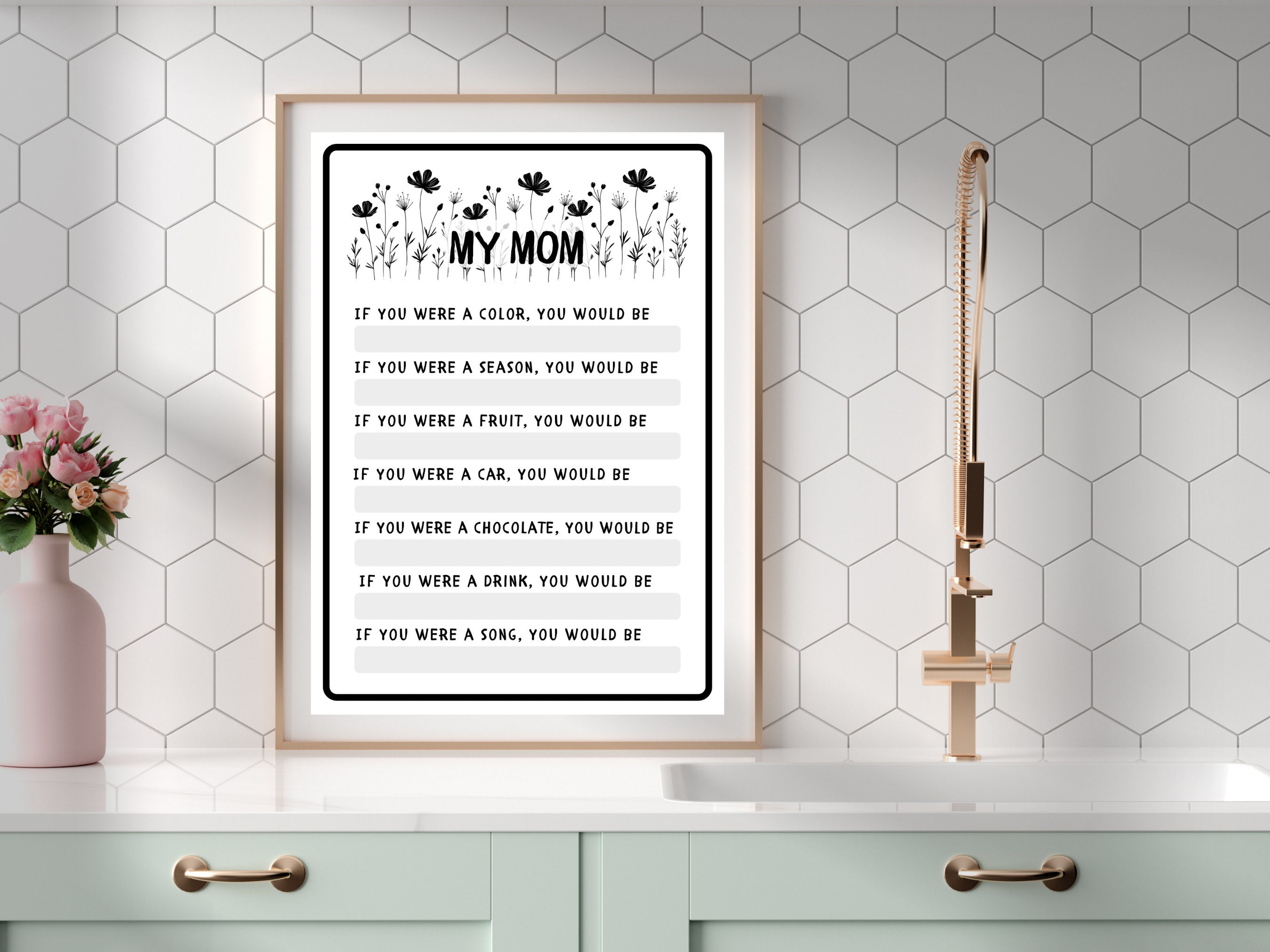 Mother's Day Printable, All About My Mom, Mothers Day Gift, Card for ...