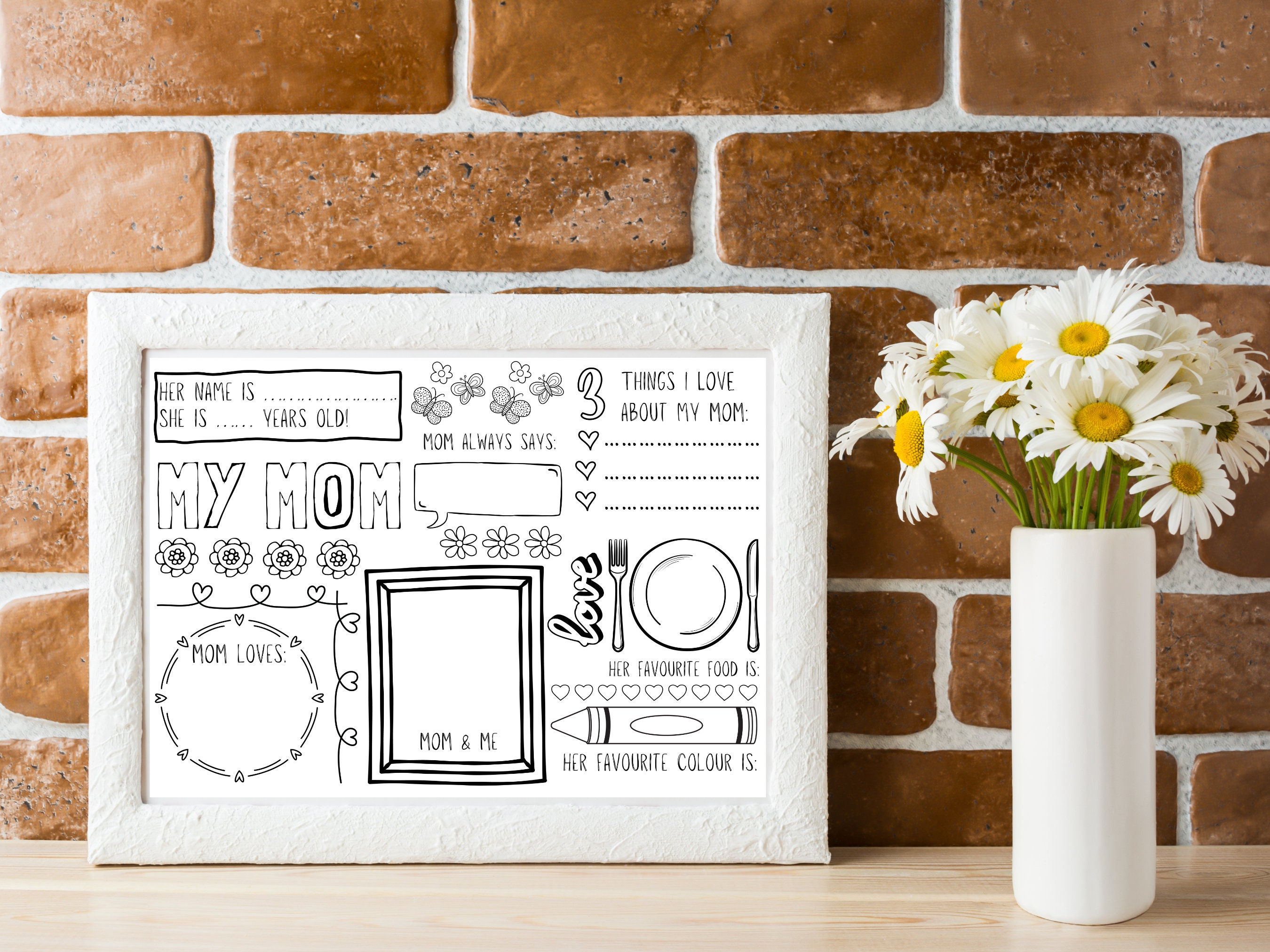 Mother's Day Printable, All About My Mom, Mothers Day Gift, Card for ...