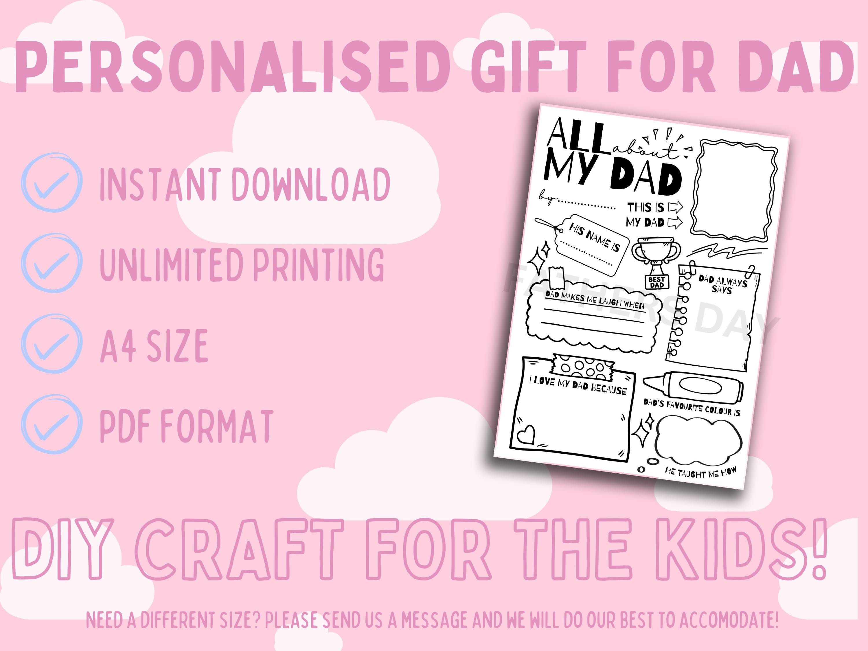 Father's Day Printable, All About My Dad, Father's Day Gift, Card for ...