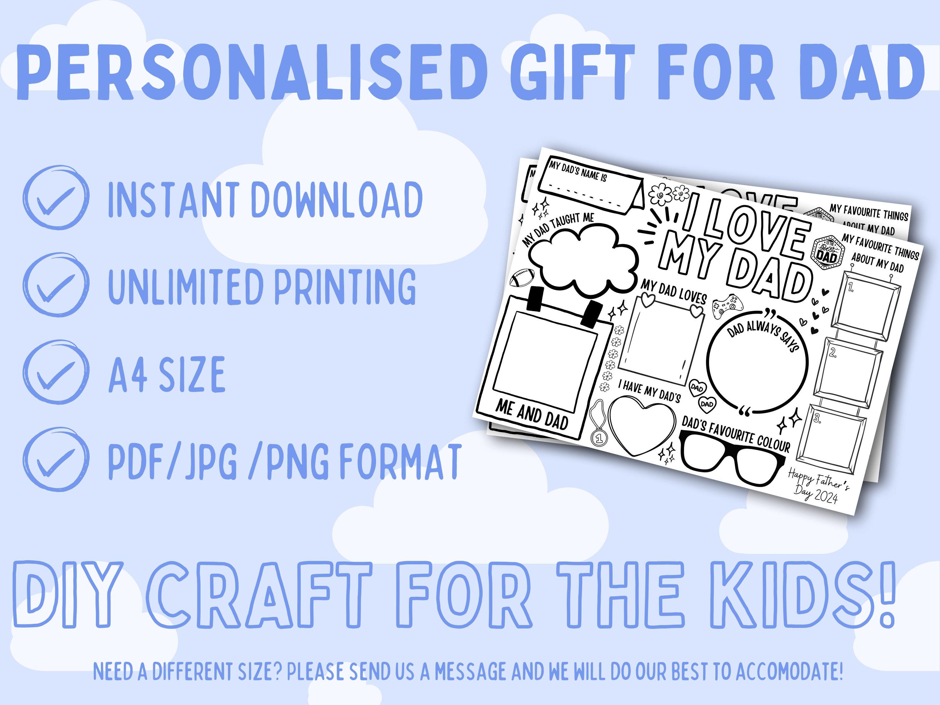 Father's Day Printable, All About My Dad, Father's Day Gift, Card for ...