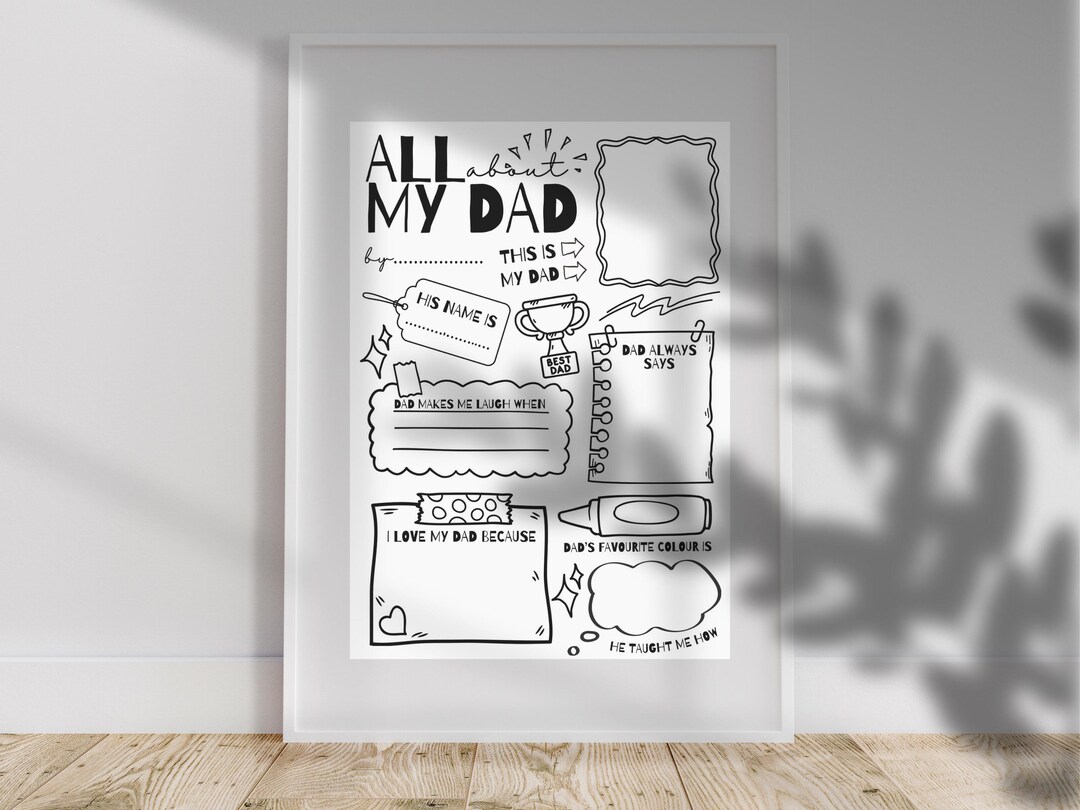 Father's Day Printable, All About My Dad, Father's Day Gift, Card for ...