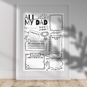 Father's Day Printable, All About My Dad, Father's Day Gift, Card for ...