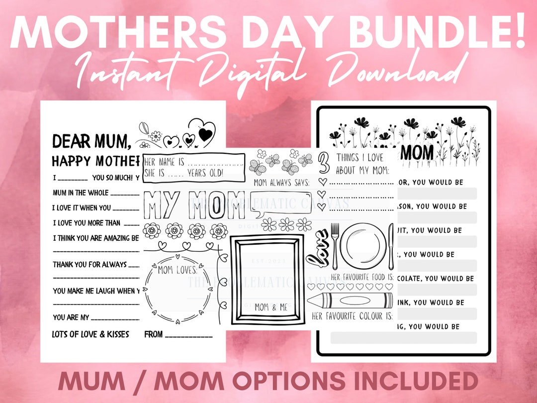 Mother's Day Printable, All About My Mom, Mothers Day Gift, Card for ...