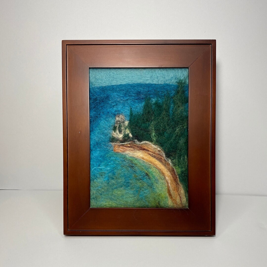 Pictured Rocks Wool Painting, Castle Rock Michigan, Handmade Felted ...