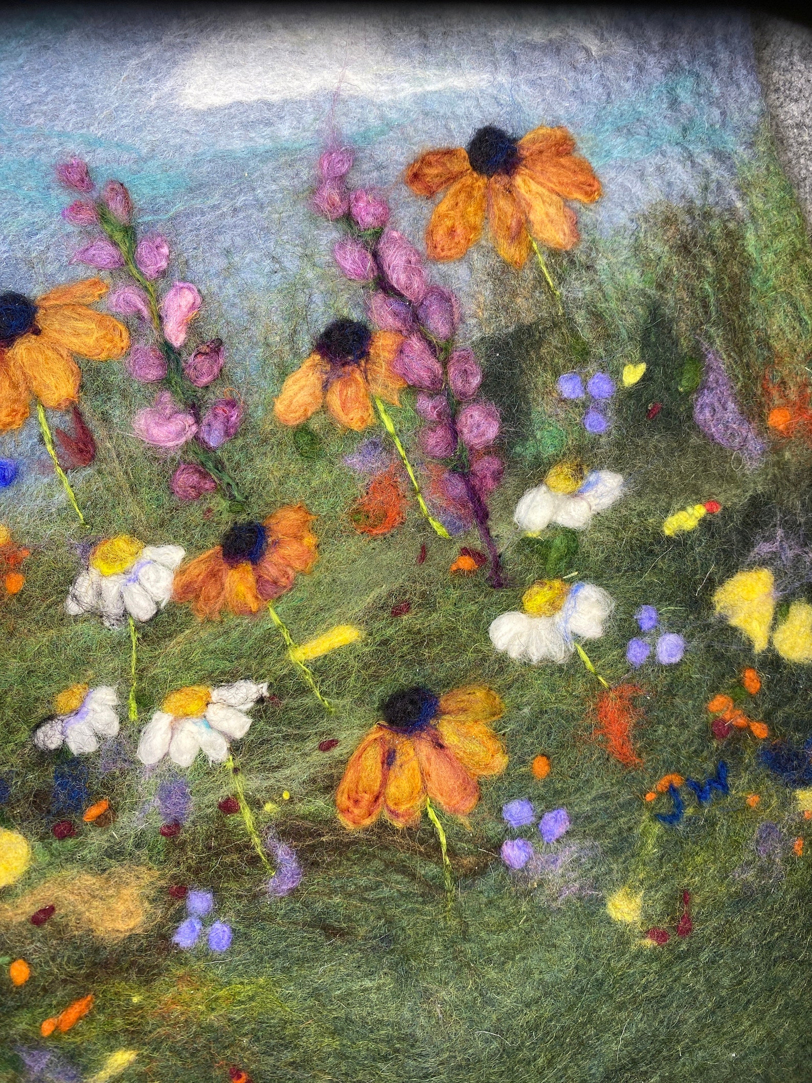 Wildflower Wool Painting, Prairie Sun Flowers, Summer Flowers, Felted ...
