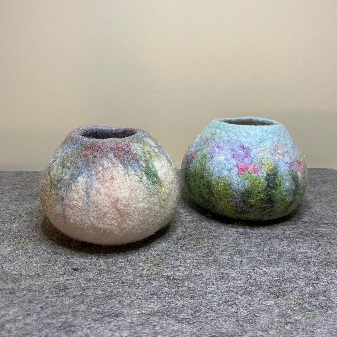 Pastel Wool Vase, Spring Flowers, Felted Wool Vessels, Mother's Day ...