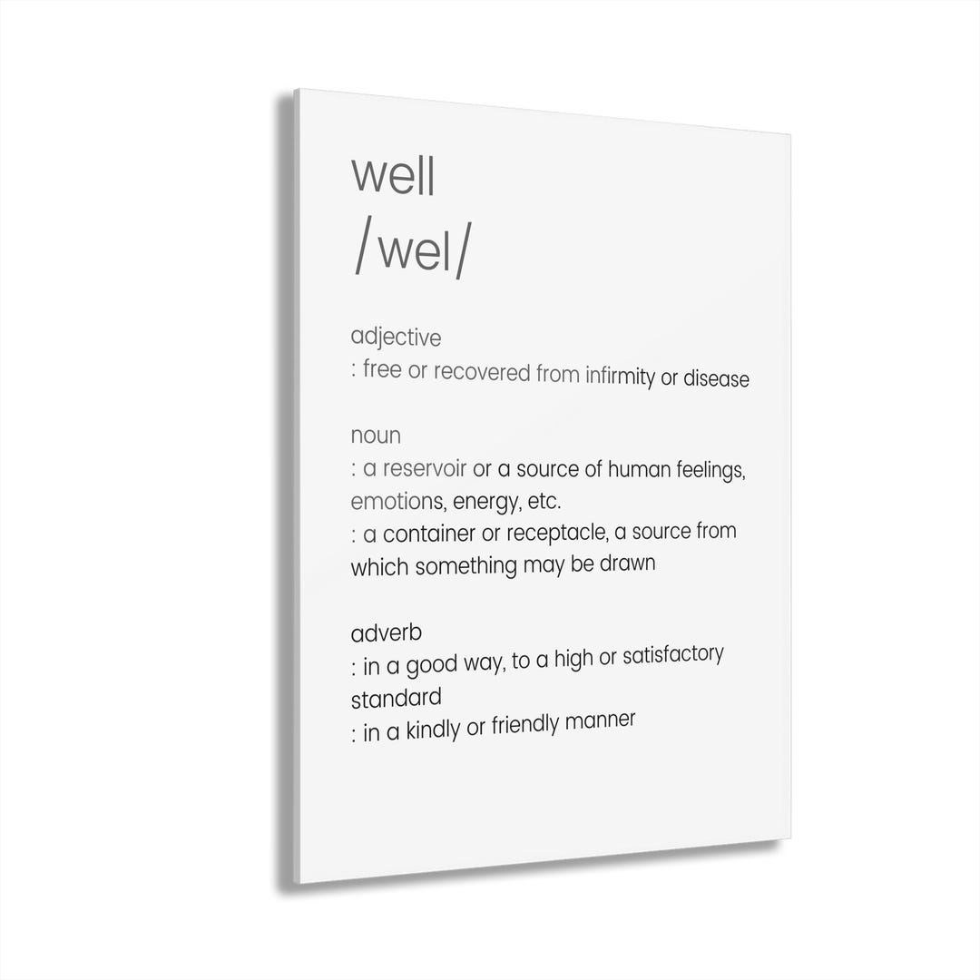 WELL Definition Gym Office, Health Wellness Wall Art Acrylic Prints - Etsy