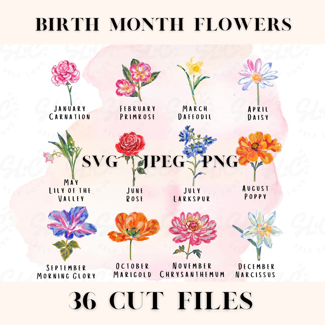 Flower Svg, Birthday Svg, Birth Flower Svg, Birth Month, Svg Bundle ...