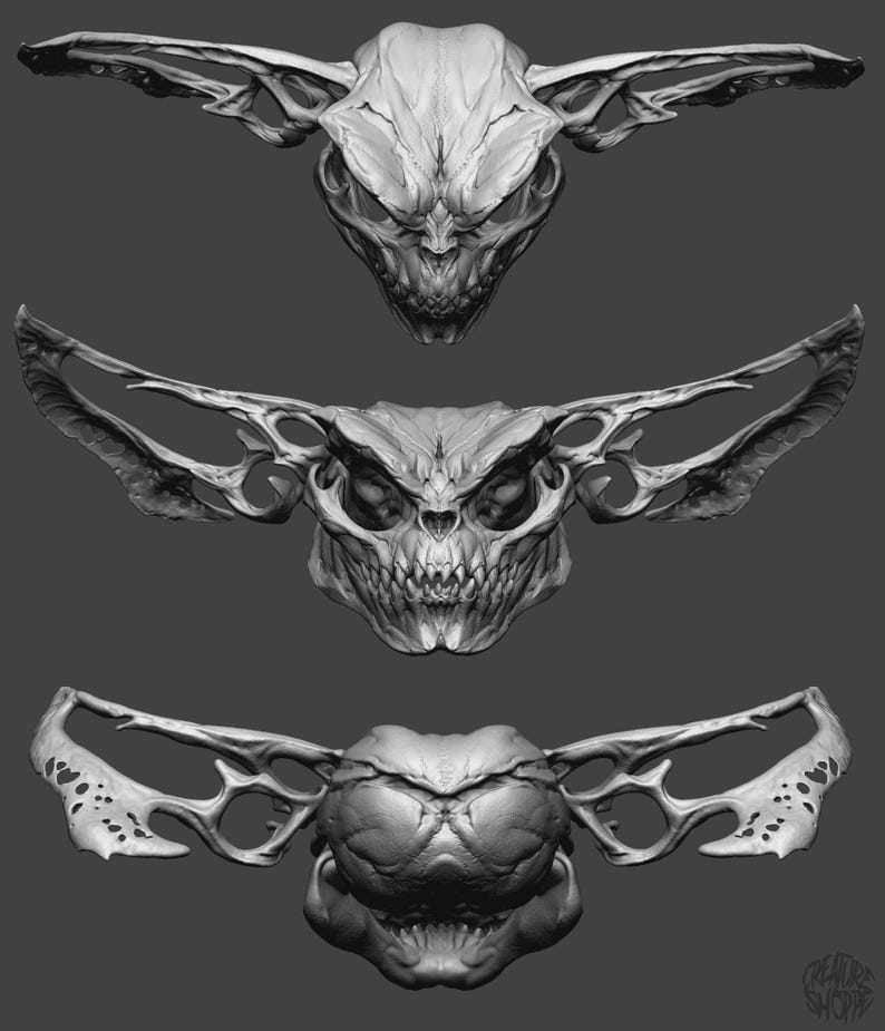 Gremlin Skull 3D Model Digital Download - Etsy