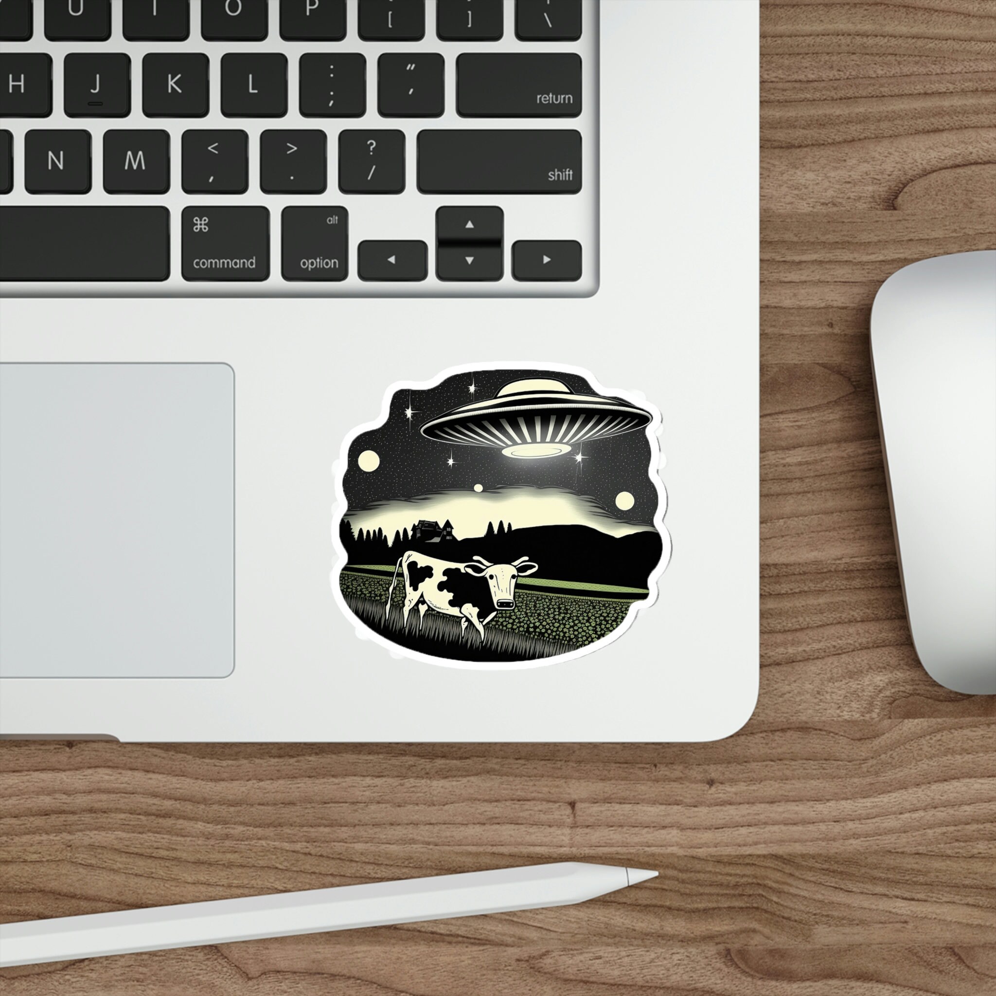 Alien Flying Saucer Sticker, UFO Sticker, Cool Alien Sticker, Alien ...