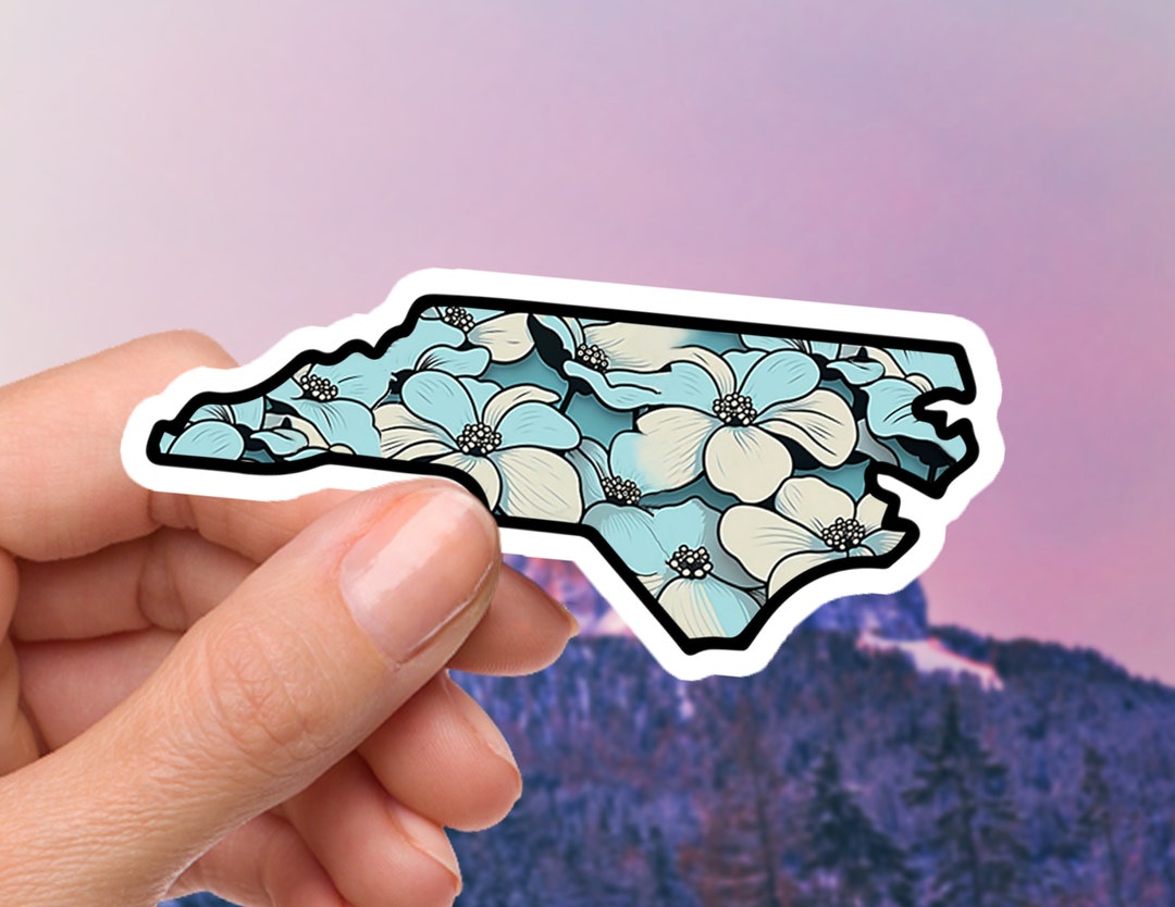 NC Vinyl State, North Carolina Flower Vinyl Decal, NC Sticker, North Carolina Vinyl Decal, State ...