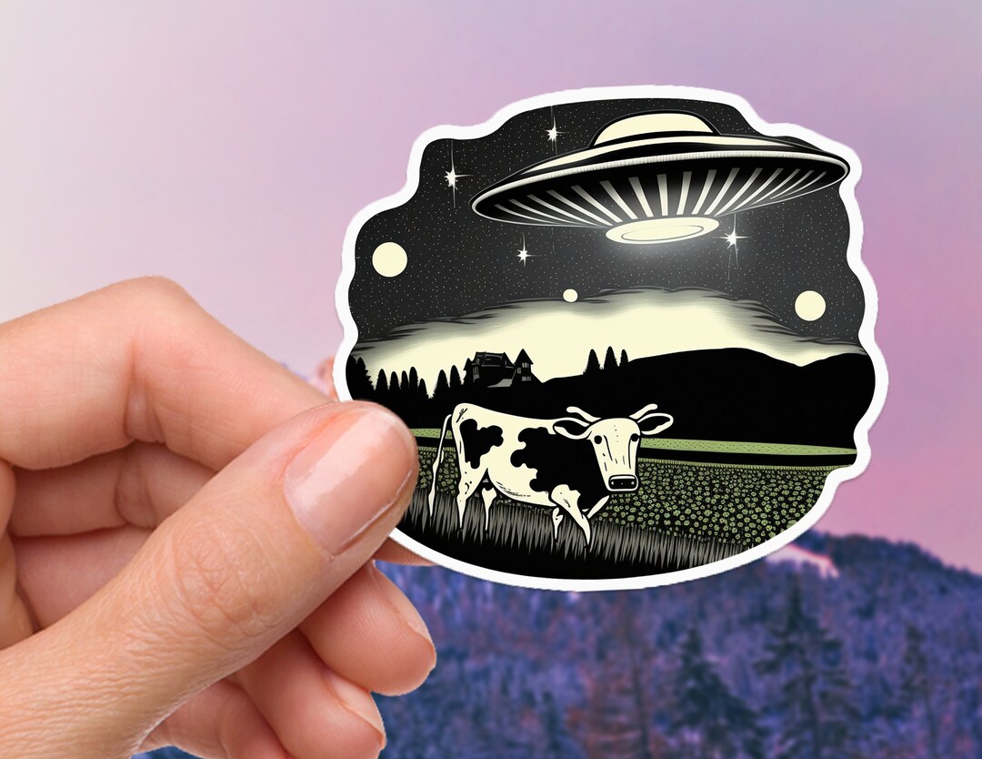 Alien Flying Saucer Sticker, UFO Sticker, Cool Alien Sticker, Alien ...