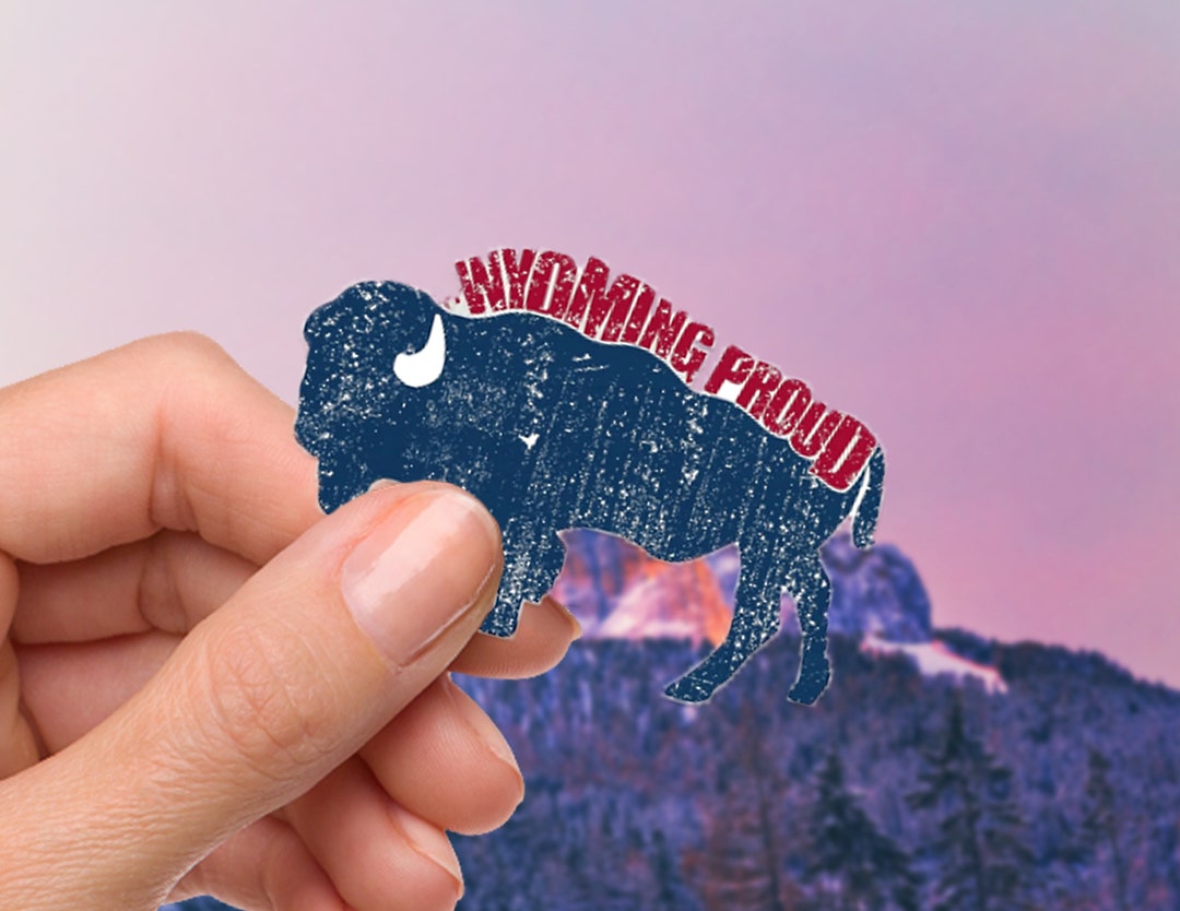 Wyoming Vinyl Sticker, Wyoming Car Sticker, Wyoming Proud, Bison ...