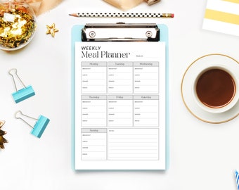 Weekly Meal Planner & Grocery List Printable PDF Meal Prep Menu Planner ...