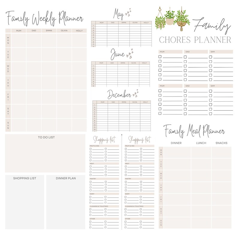 Family Planner digital, Printable Weekly Planner, 2023 Calendar ...