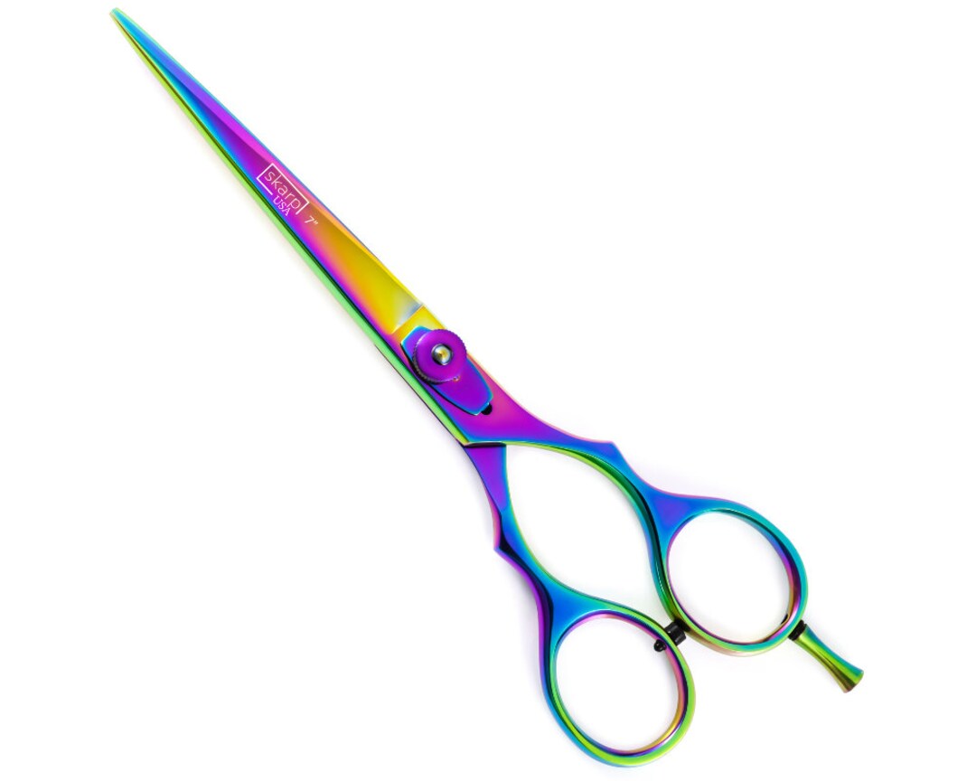 Rainbow Color Glitter Scissors, 7” Professional Hair Scissors ...