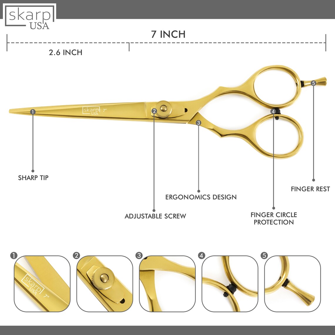 Professional Gold Scissors 7, Hair Stylist, Razor Edge Barber Shears ...