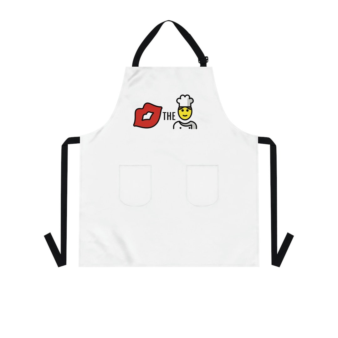 Polyester Apron, Kiss the Cook (male Chef Emoji), All-over Print ...