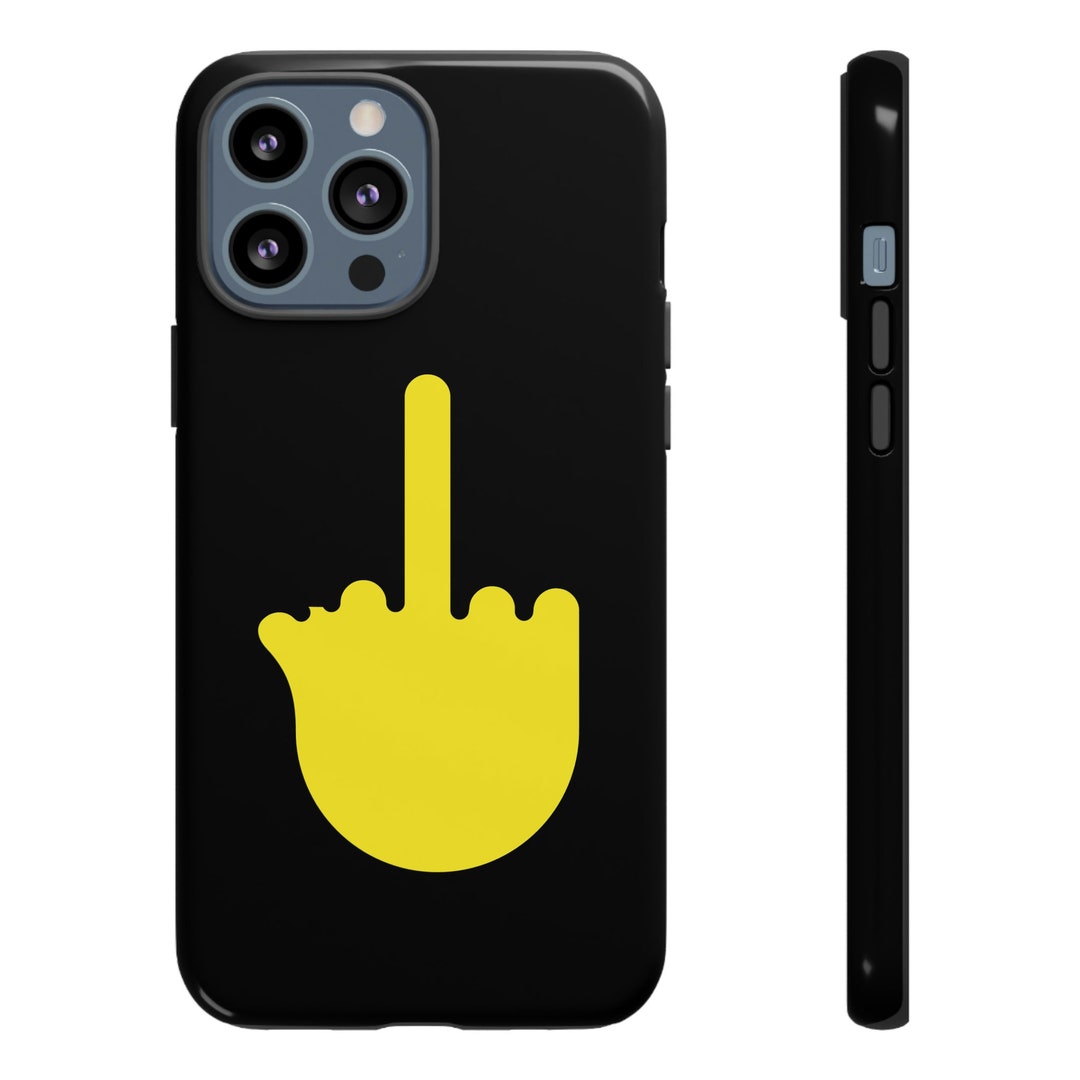 Middle Finger Emoji Black Tough Phone Cases available in 36 Phone ...