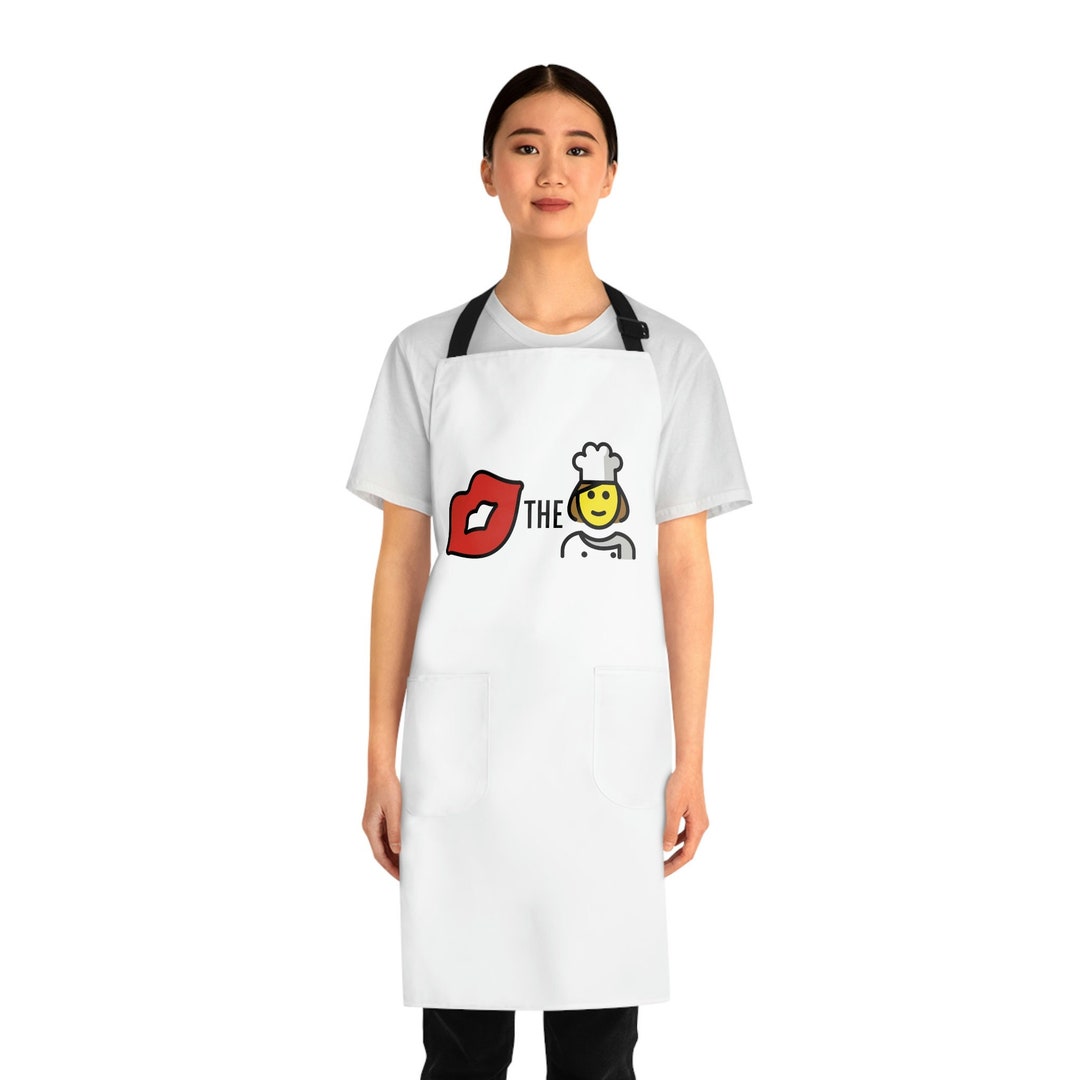 Polyester Apron, Kiss the Cook (woman Chef Emoji), All-over Print ...