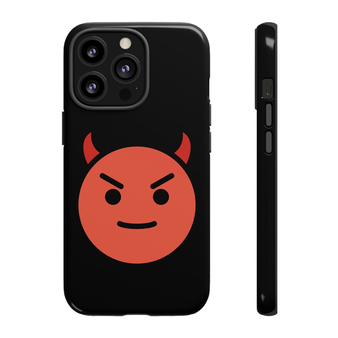 Smiling Devil Emoji Black Tough Phone Cases (available in 36 Phone Models and 2 Finishes) - Etsy
