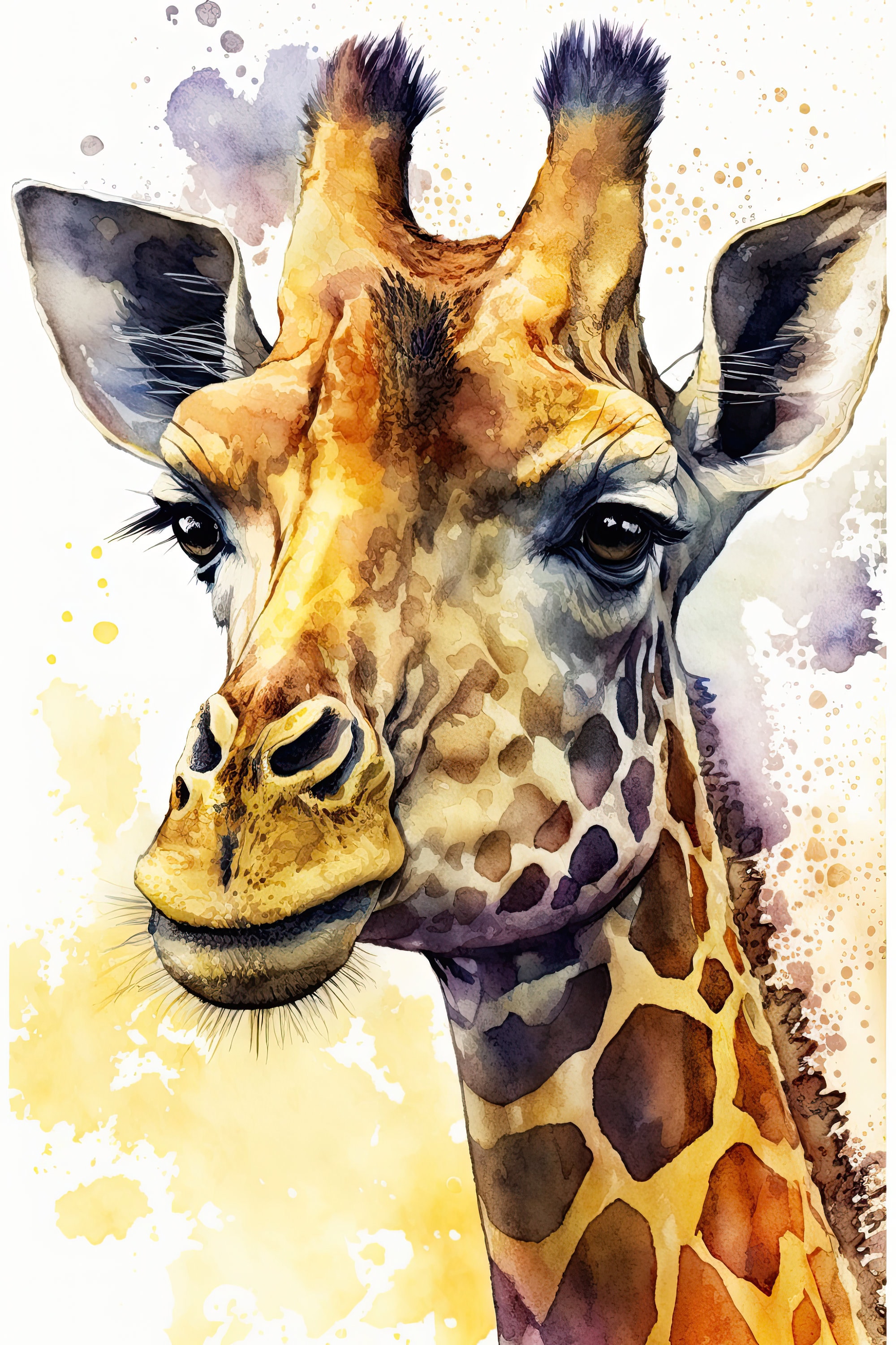 Giraffe Portrait Watercolor by Dru West *digital Print* - Etsy