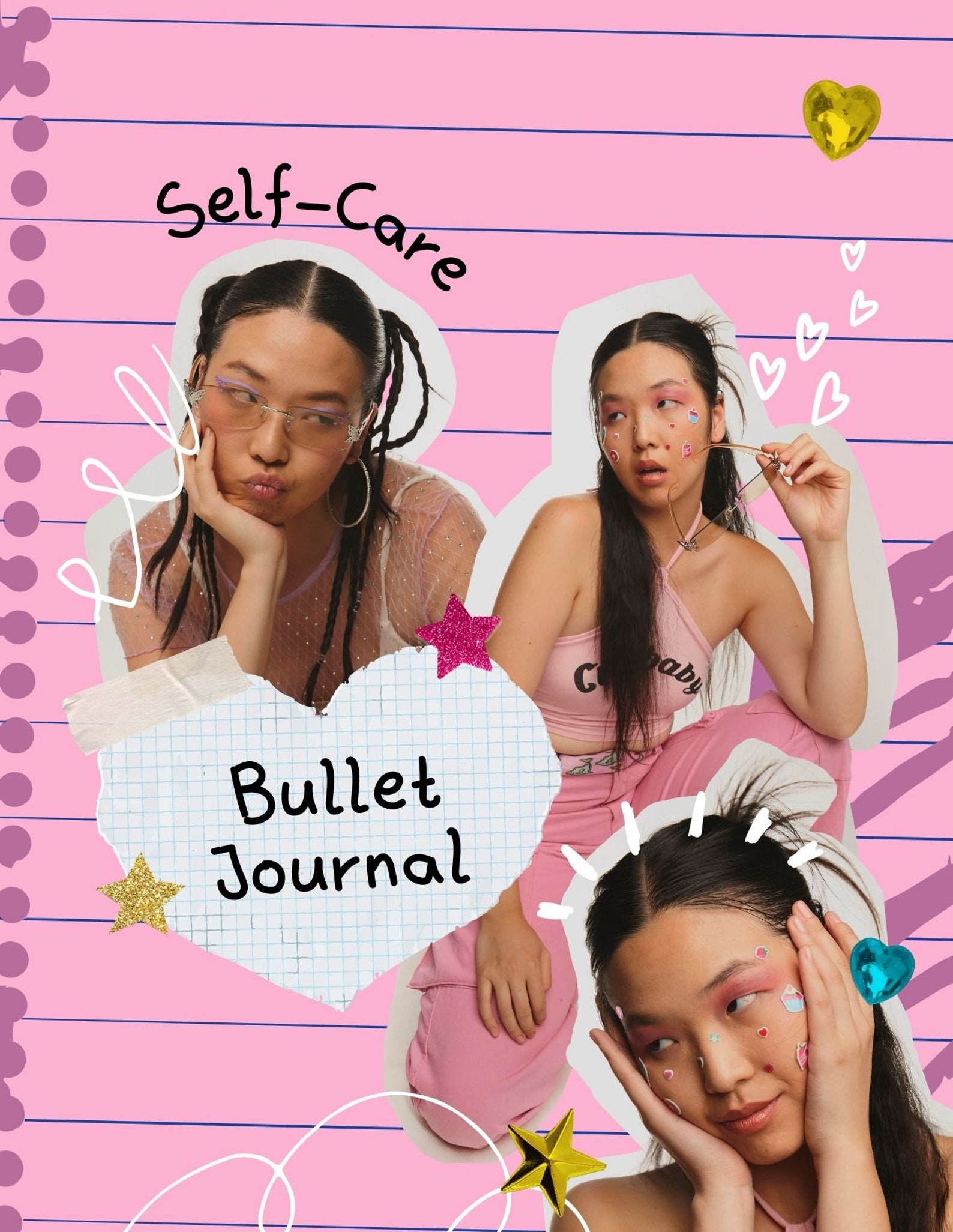 Pink Purple Teen Notebook Digital Cover - Etsy