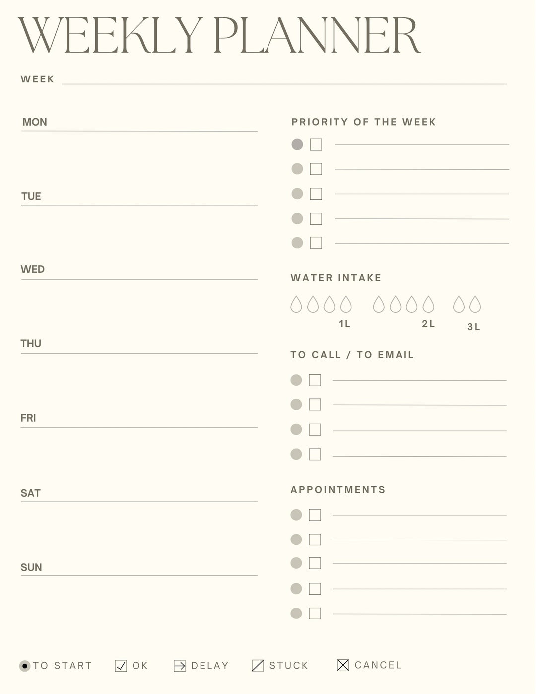 Weekly Planner Digital Calendar - Etsy