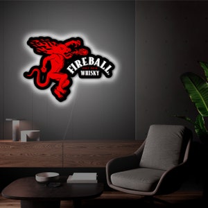 Fireball Neon Sign, Fireball Whiskey Sign, Fireball Led Sign, Fireball ...