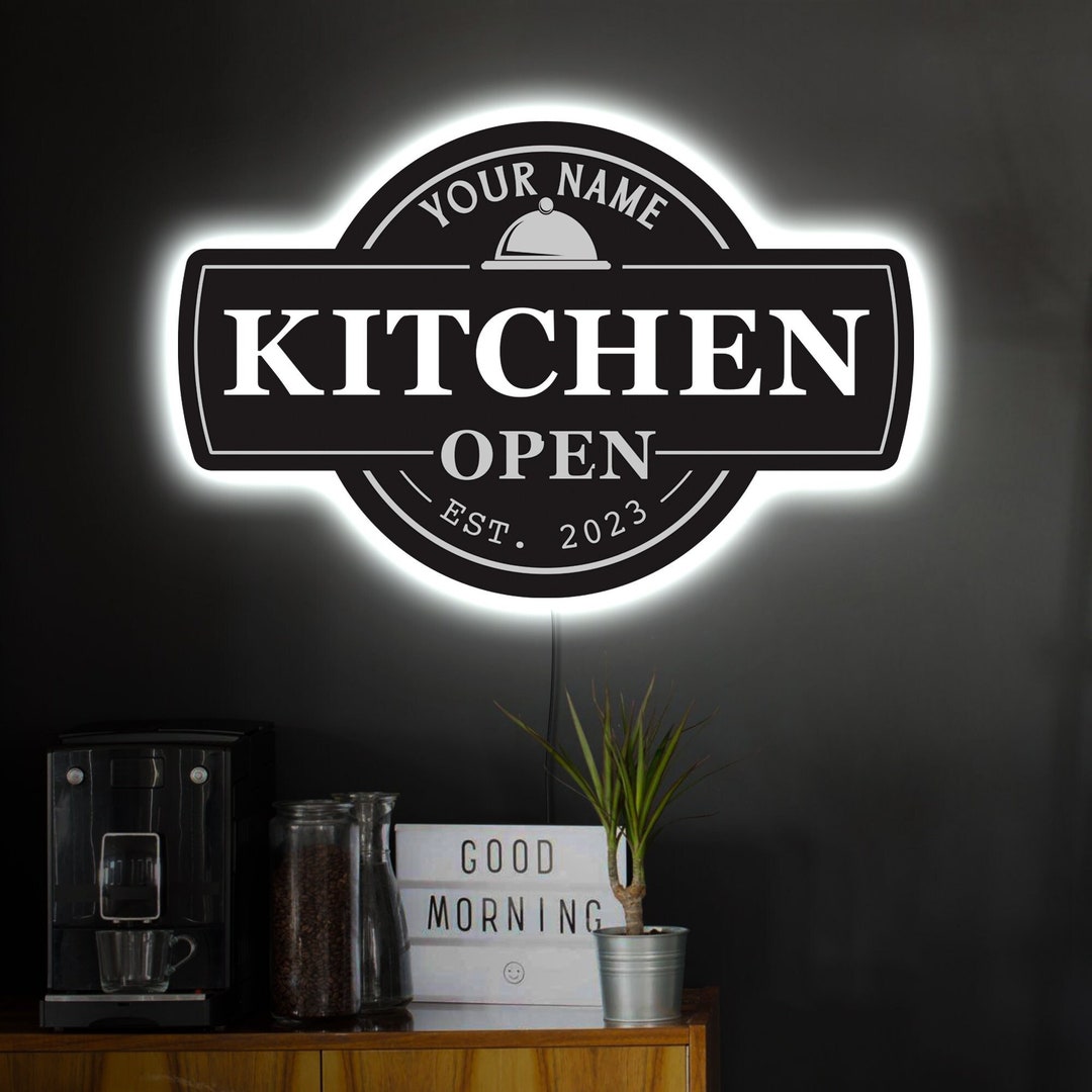 Kitchen Neon Sign, Custom Kitchen Sign, Kitchen Open Sign, Kitchen Name ...