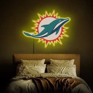 Miami Dolphins Neon Sign, Miami Dolphins Led Sign, Miami Dolphins Sign ...