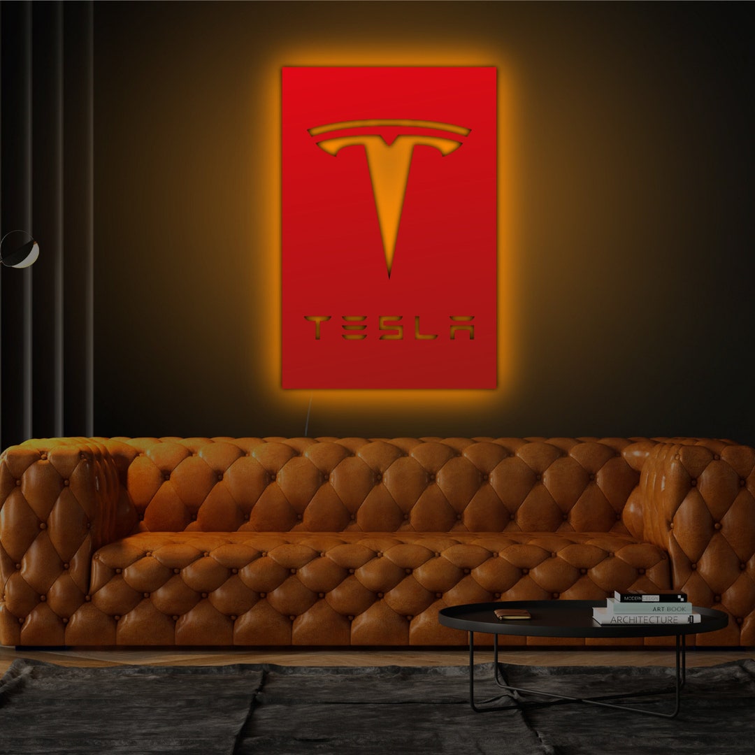 Tesla Neon Sign, Tesla Logo, Tesla Led Sign, Tesla Garage Sign, Tesla ...