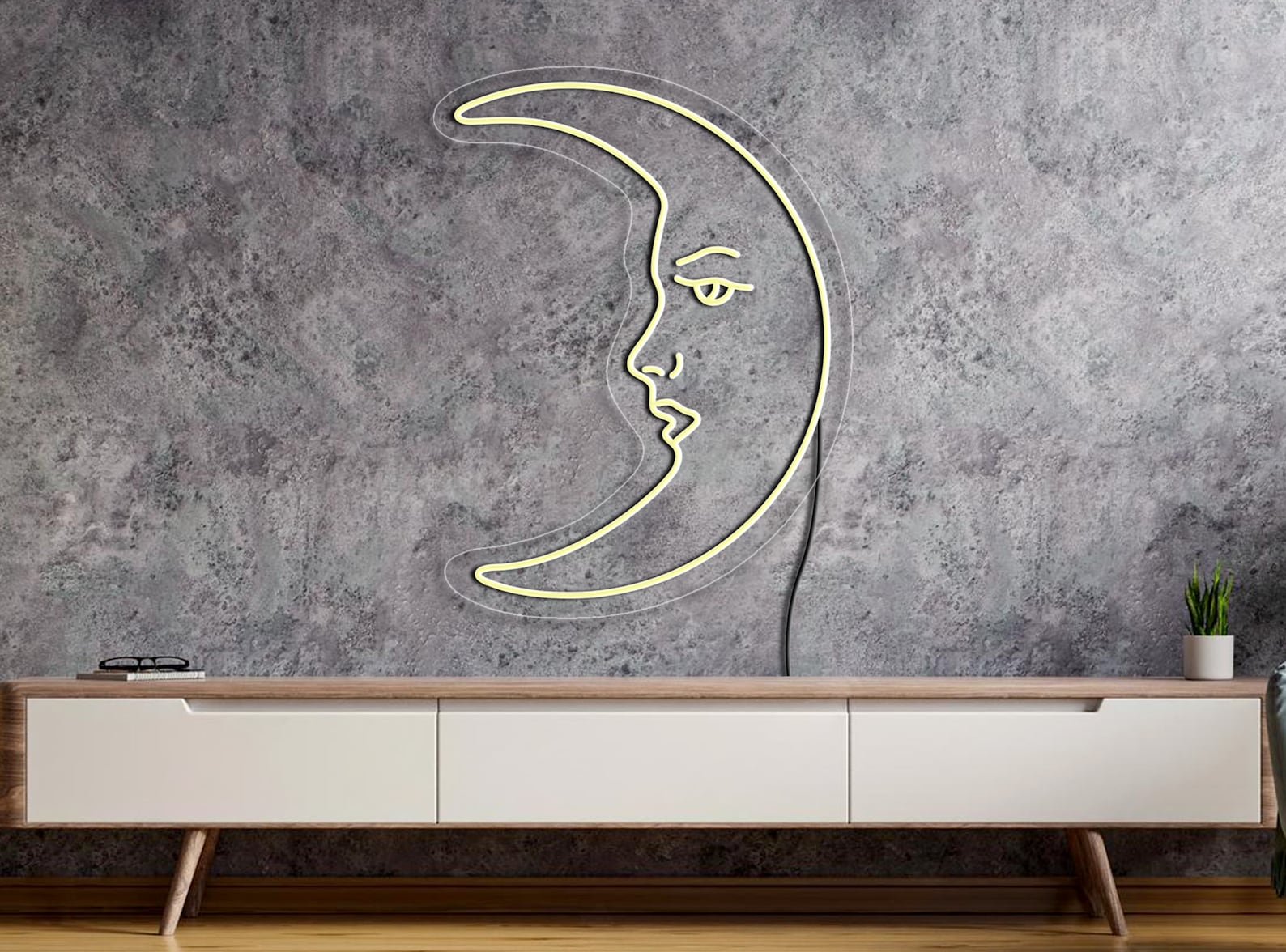Moon Face Neon Sign Moon Neon Sign Crescent Moon Sign Moon - Etsy
