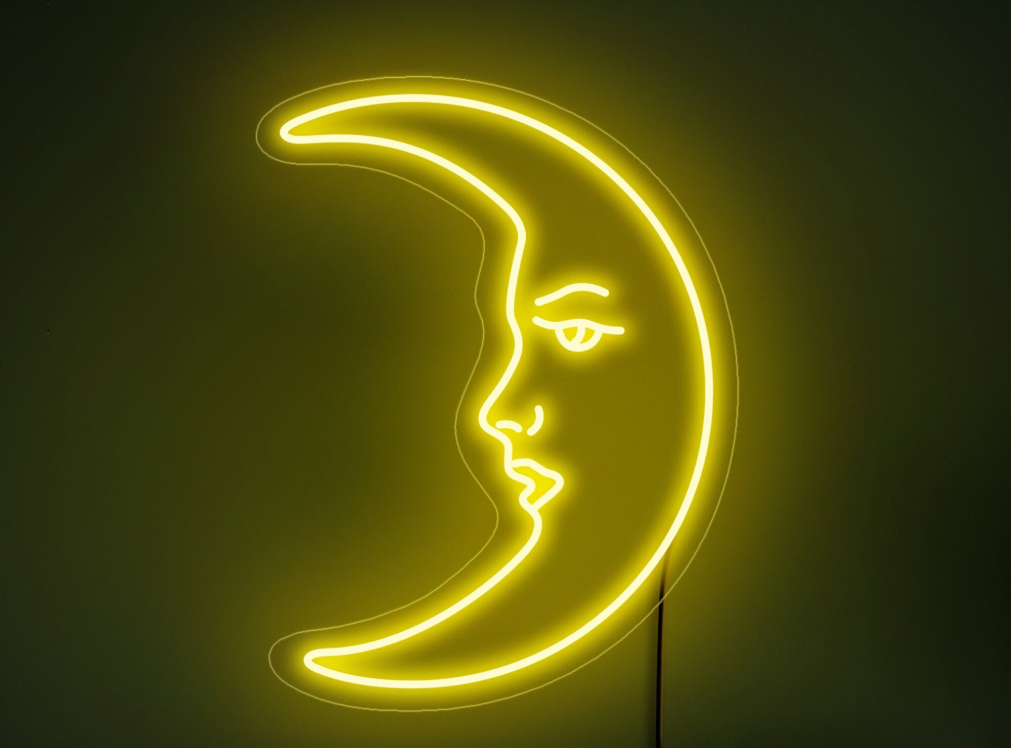 Moon Face Neon Sign Moon Neon Sign Crescent Moon Sign Moon - Etsy