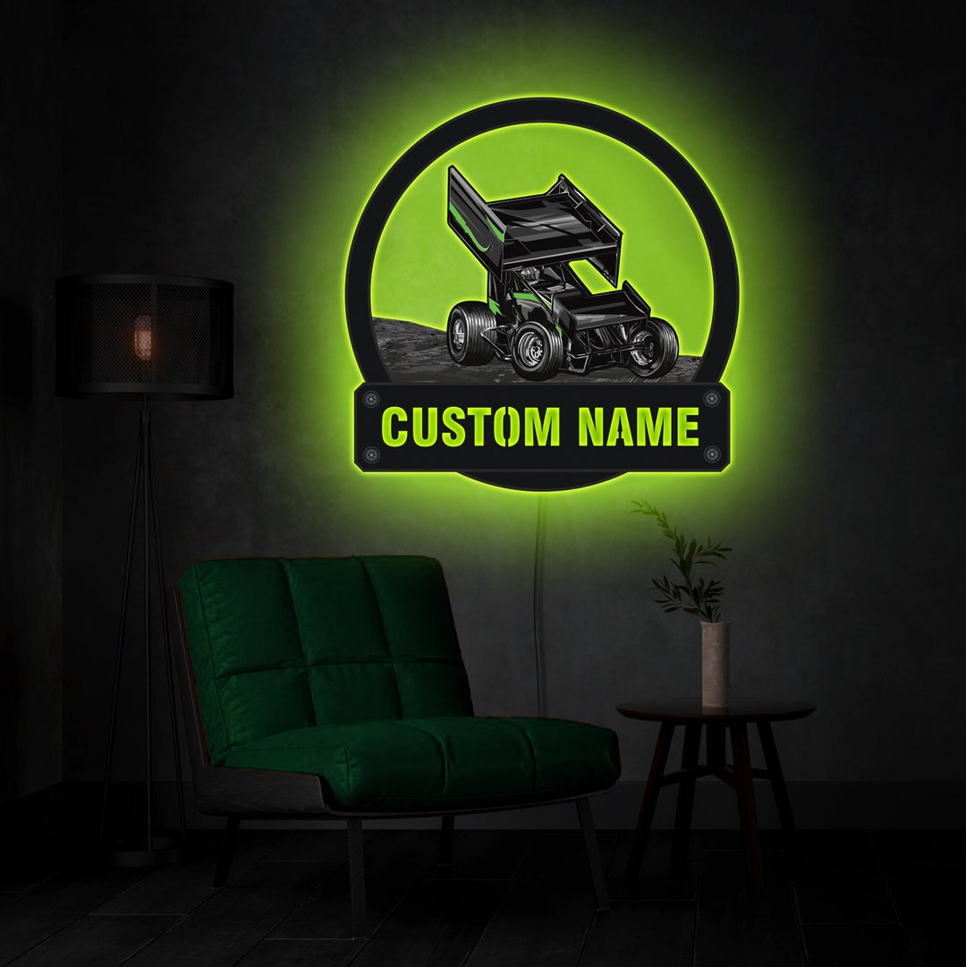 Custom Sprint Car Neon Sign, Personalized Sprint Car Sign, Racing Car ...