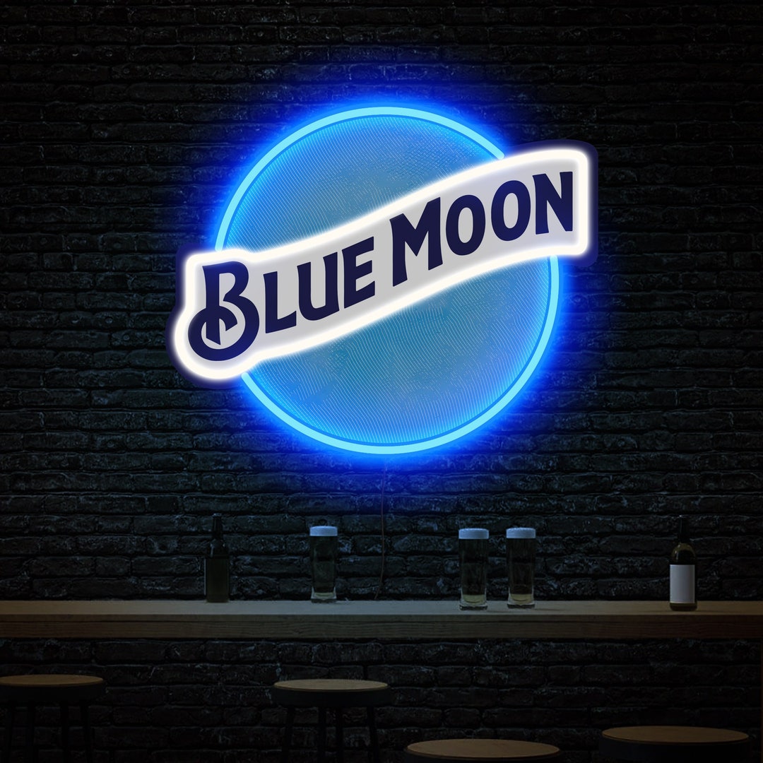 Blue Moon Beer Neon Sign, Blue Moon Logo Light, Blue Moon Led Sign ...