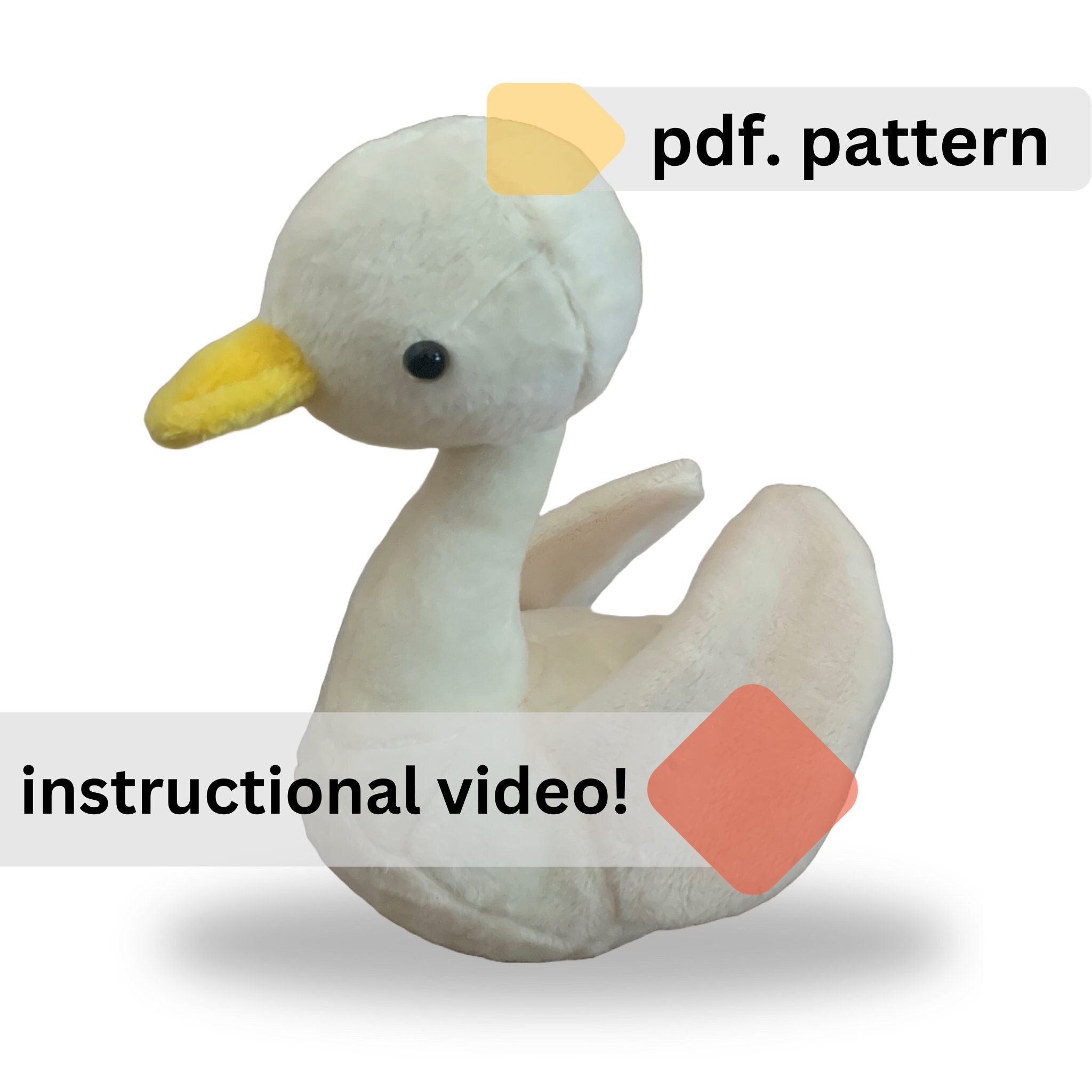 Pdf. Swan Bird Plush Sewing Pattern + Pdf. Instructions - Instant ...
