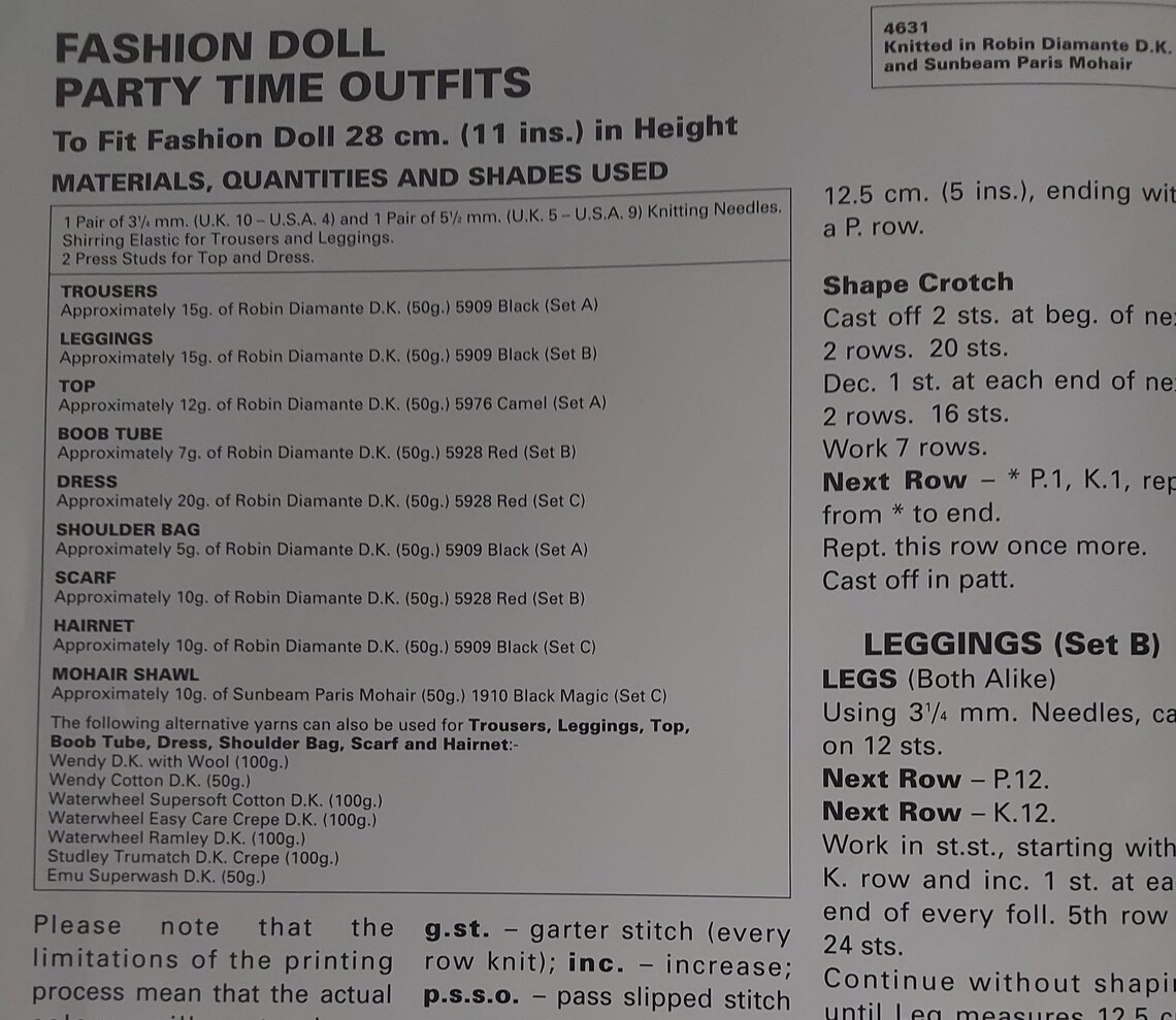 Fashion Doll Outfits Digital PDF Pamphlet in DK Yarn to Make and Enjoy ...