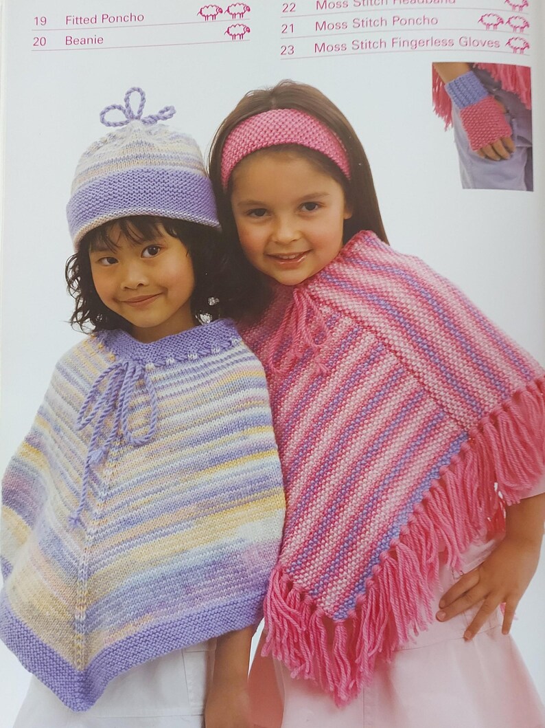 Girls Digital Pdf Knitting Patterns of X 3 Poncho's for Ages 4-10years ...