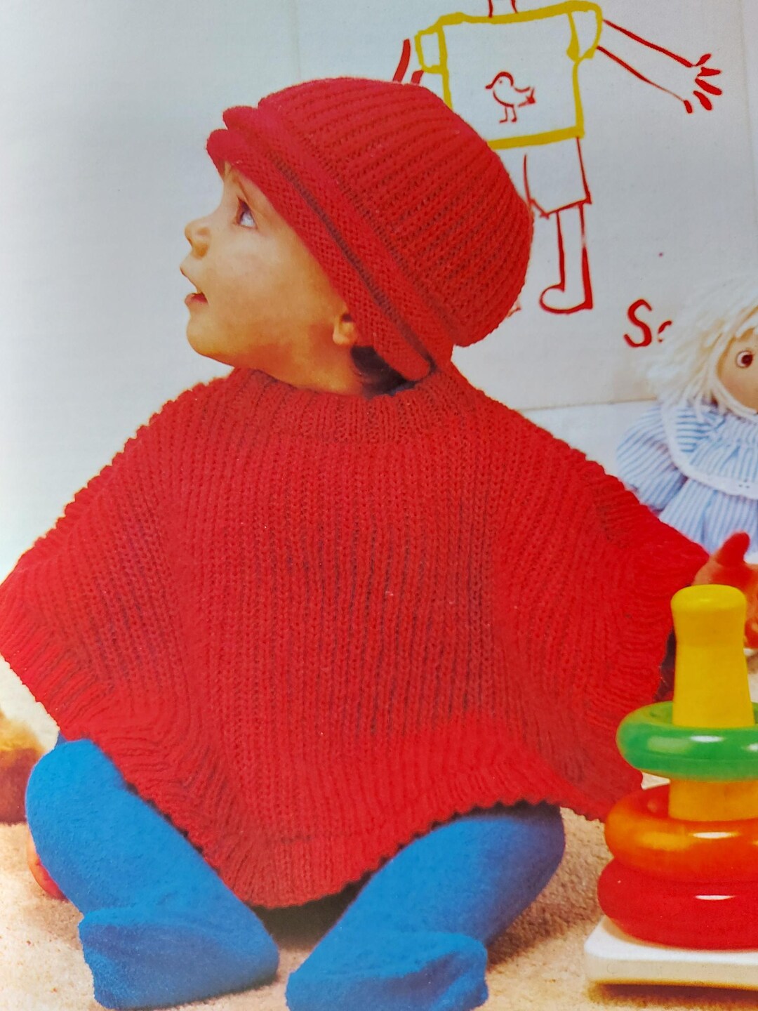 Baby Poncho and Hat PDF Knitting Pattern - Etsy
