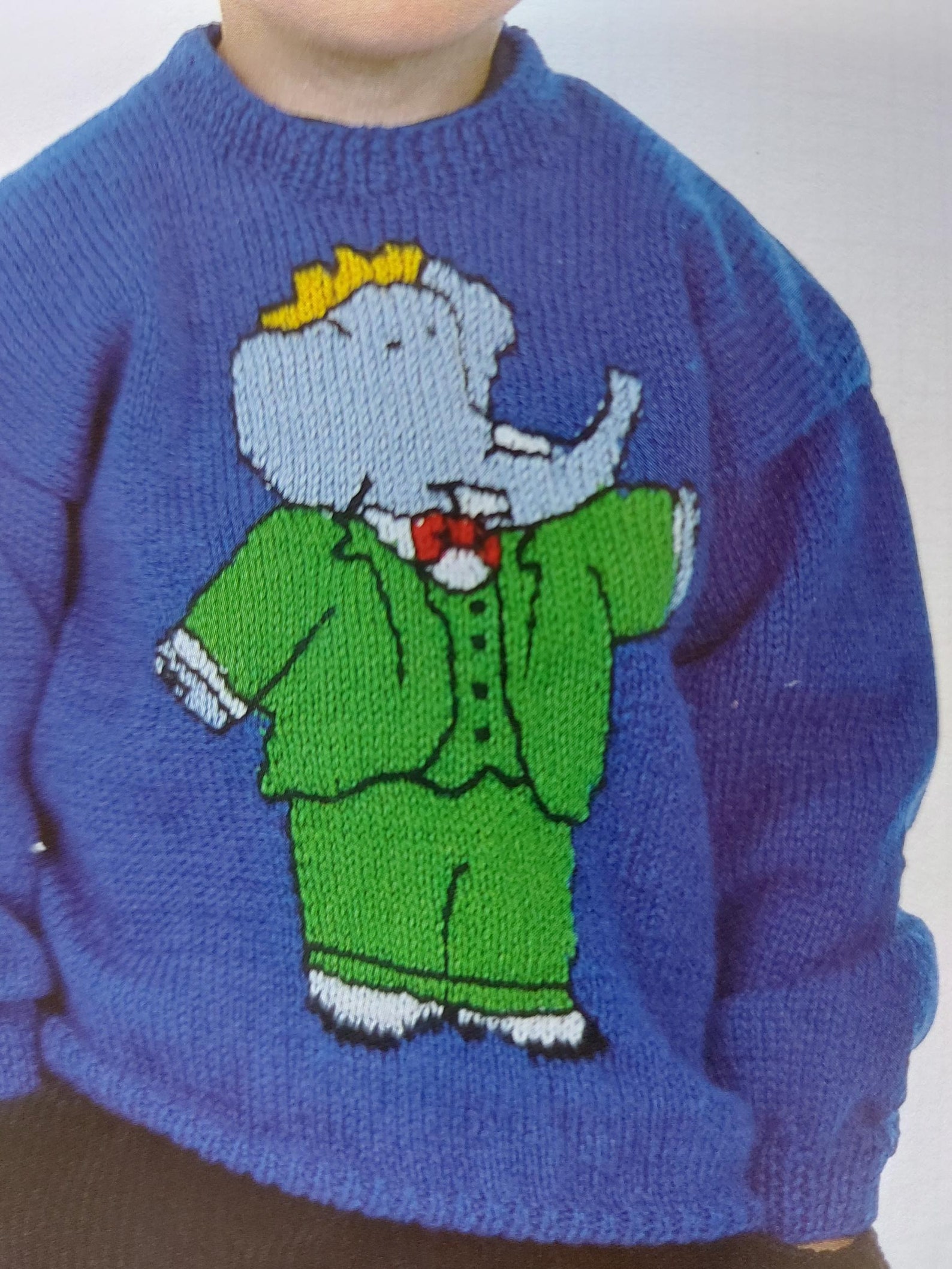 Babar Elephant Child Sweater Knitting Pattern - Etsy