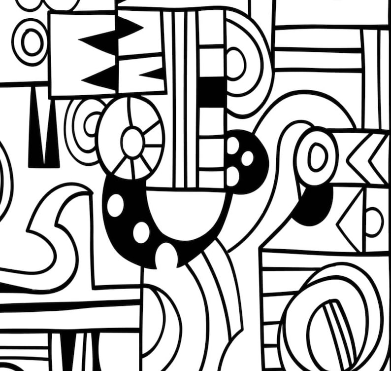 24 Abstract Geometric Coloring Page – Modern Bauhaus-inspired Design ...